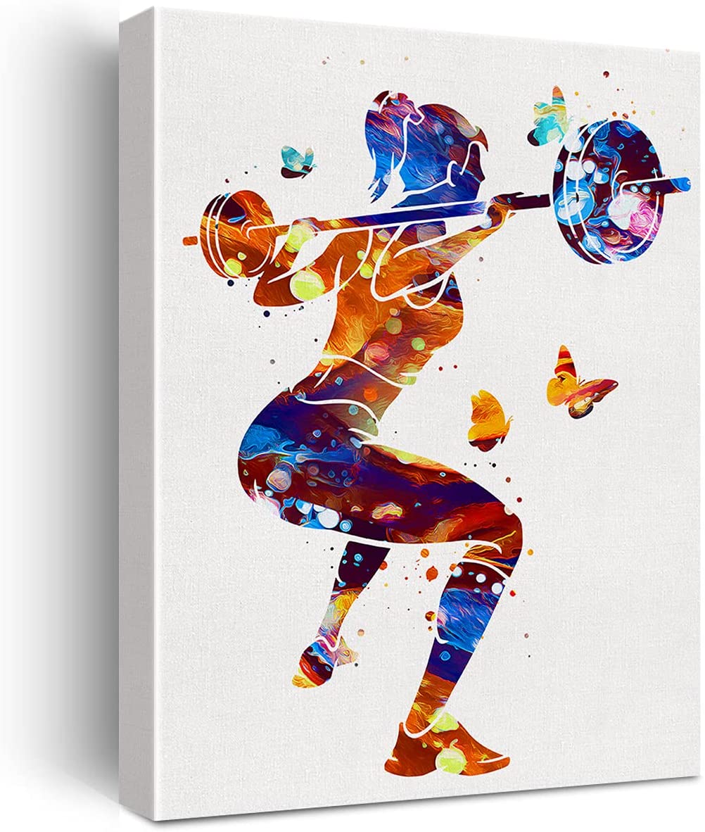 KSIW-Woman Weight Lifter Watercolor Wall Art Female Weightlifter Canvas ...