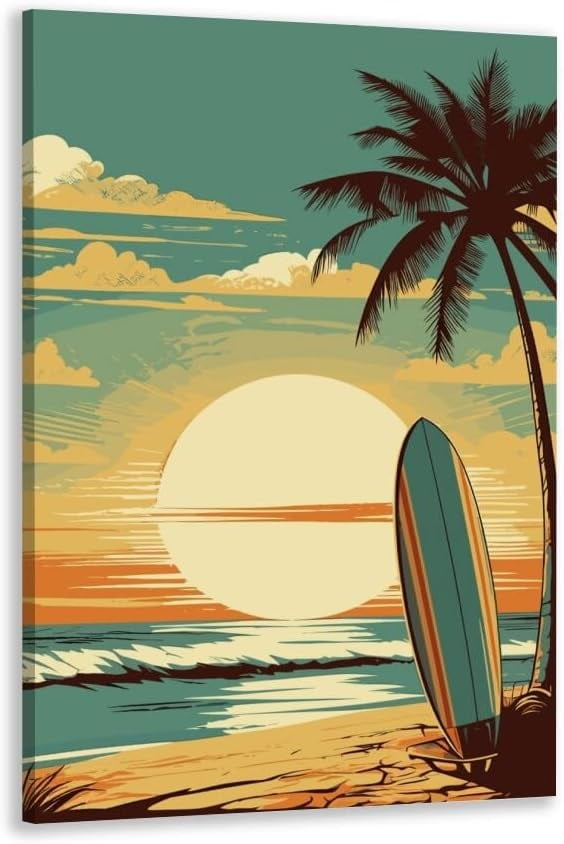 KSIW- surf board vintage retro beach posters coastal wall art Summer ...