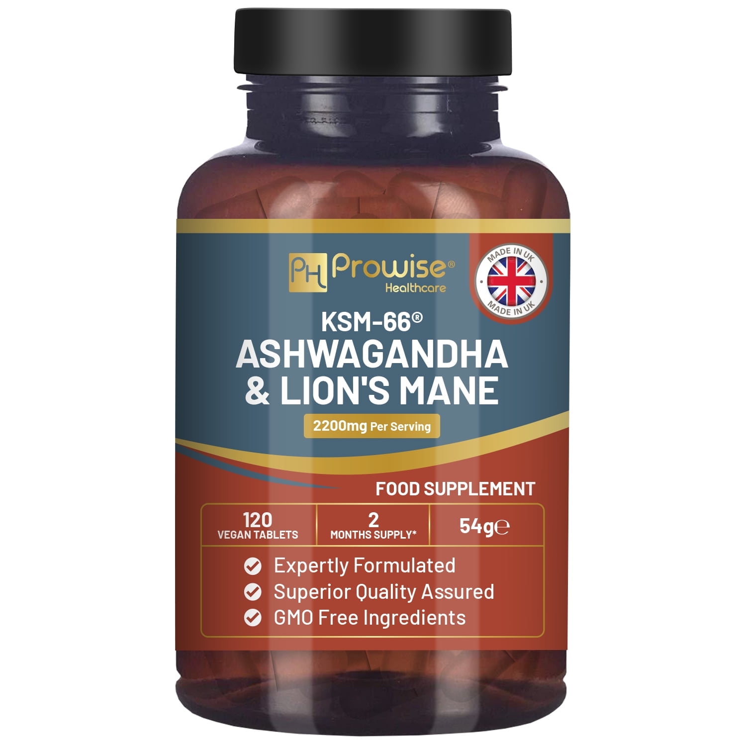 KSM-66 Ashwagandha and Lions Mane Tablets - High Strength 2200mg | KSM ...