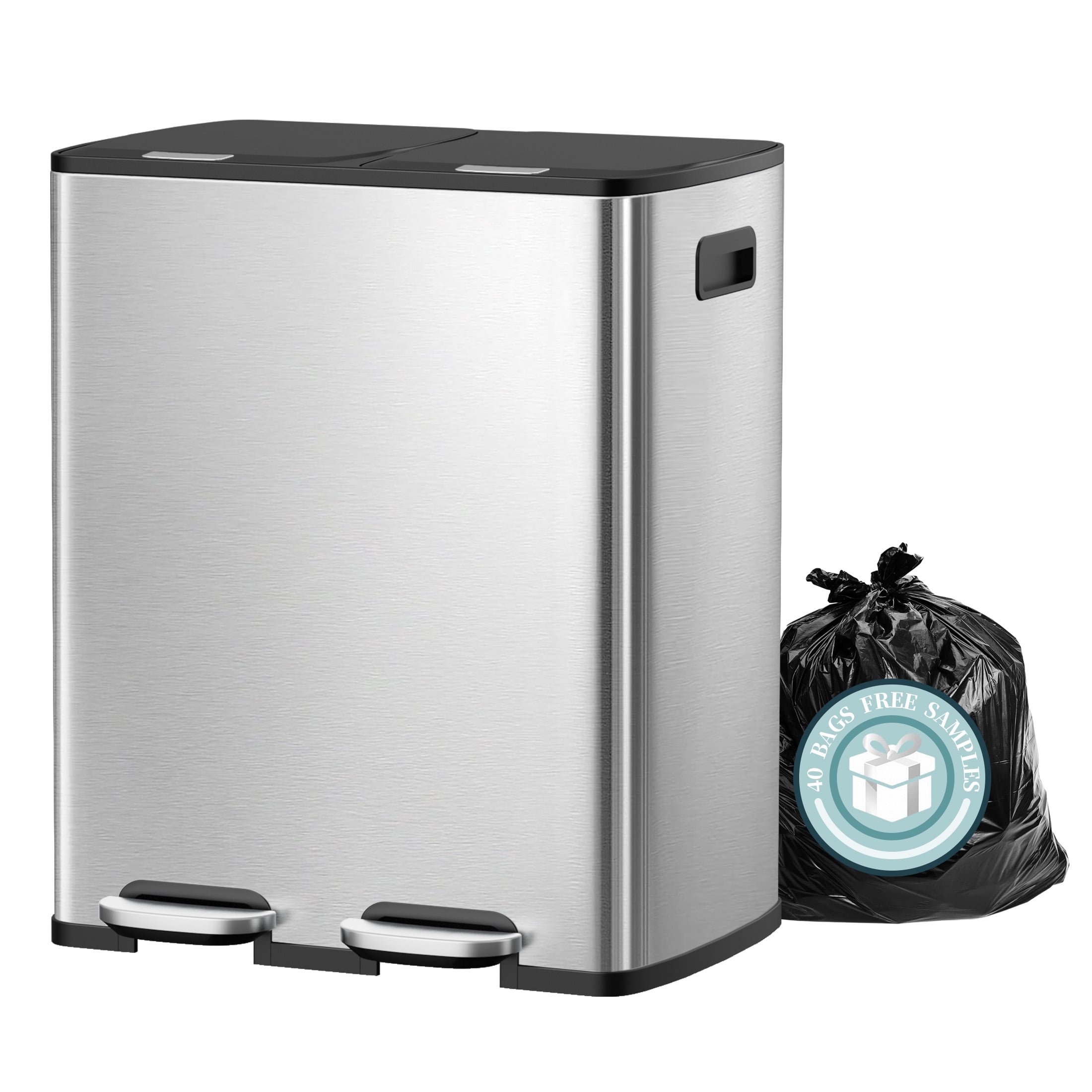 KSSKSS 16 Gallon/60L Stainless Steel Step Garbage Can for Kitchen, with ...