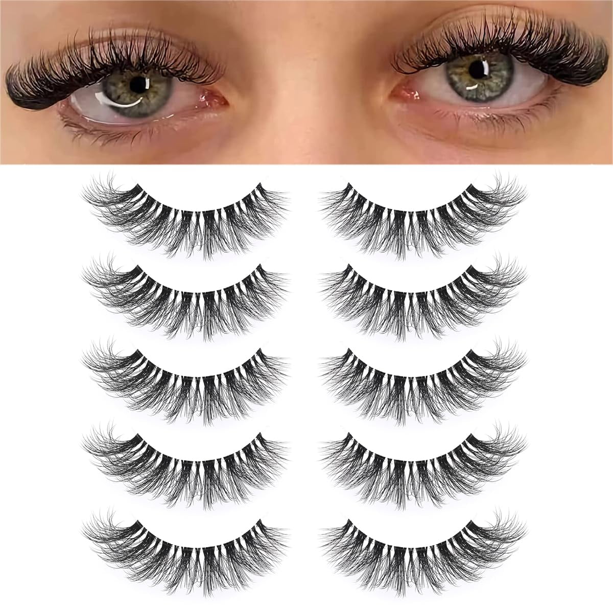 KSYOO False Eyelashes Cat AIF9 Eye Lashes Wispy Lashes Clear Band V1 ...