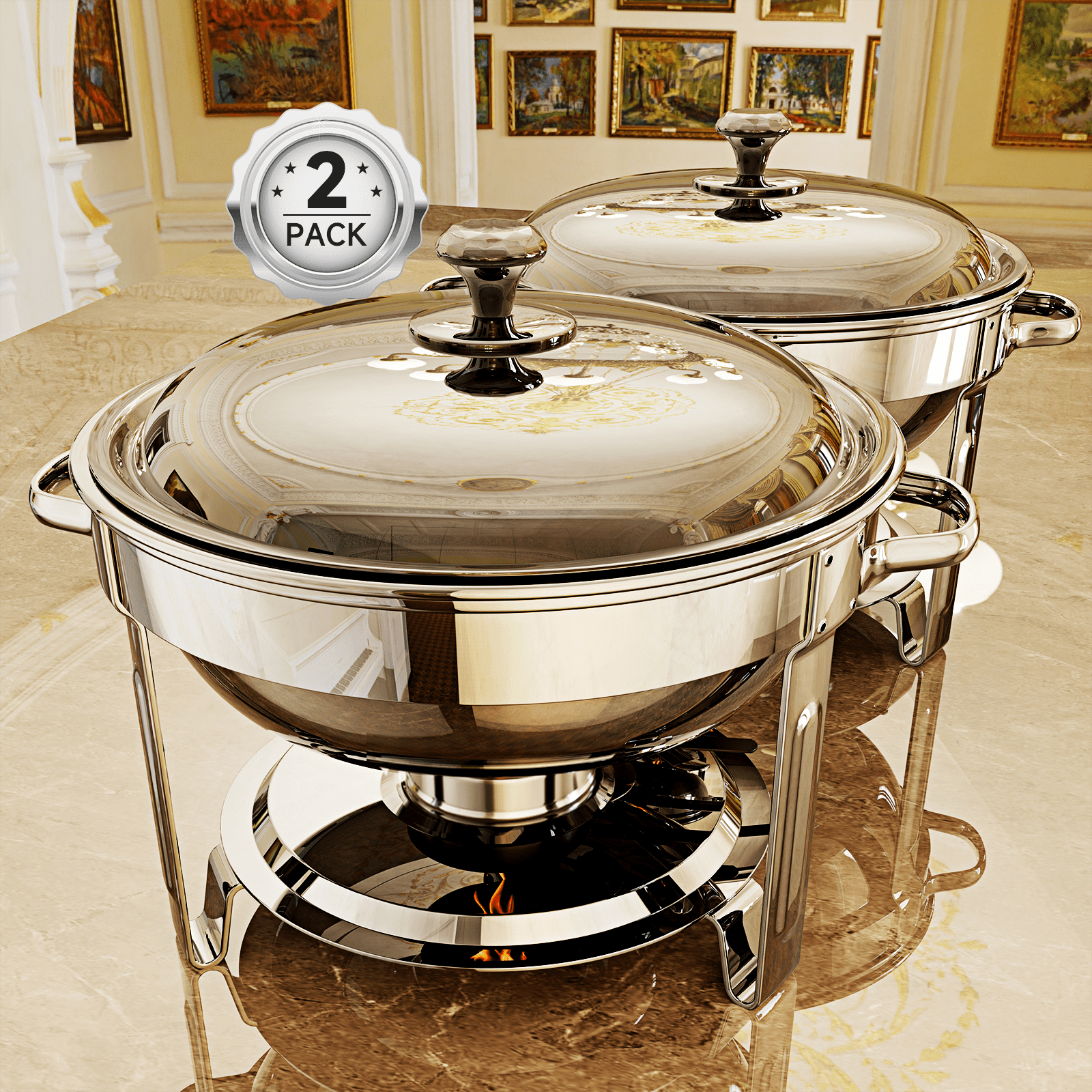 KScocina Chafing Dishes for Buffet, 2 Pack 5QT Round Stainless Steel ...