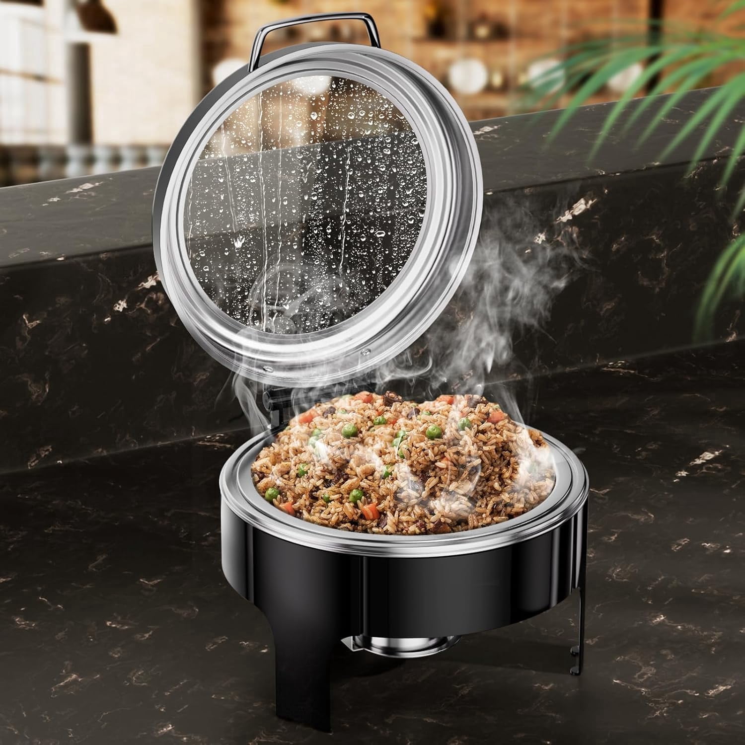 KScocina Round Chafing Dish for Buffet 6 Quart, Stainless Steel Buffet ...