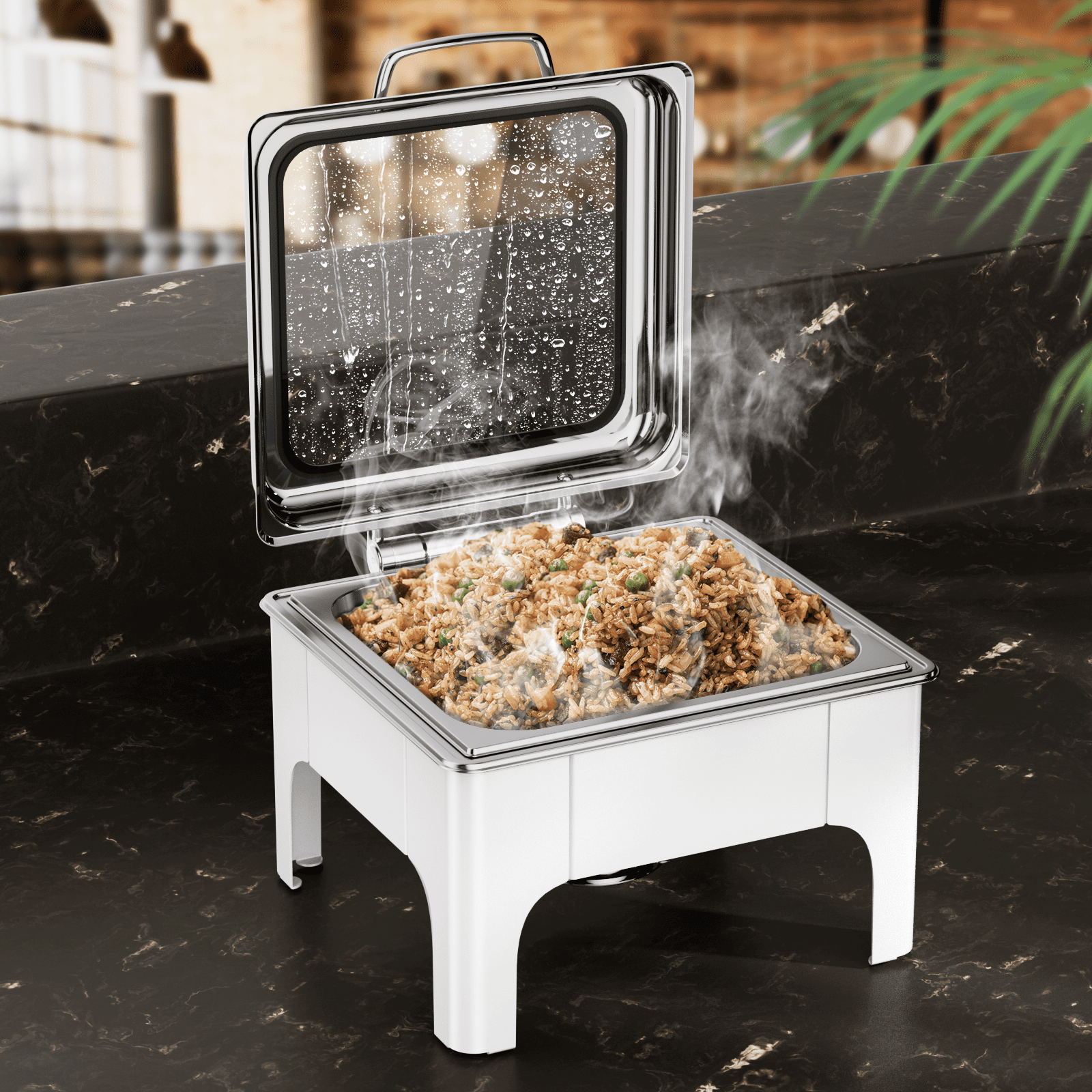 KScocina Square Chafing Dish for Buffet 6 Quart, Stainless Steel Buffet ...