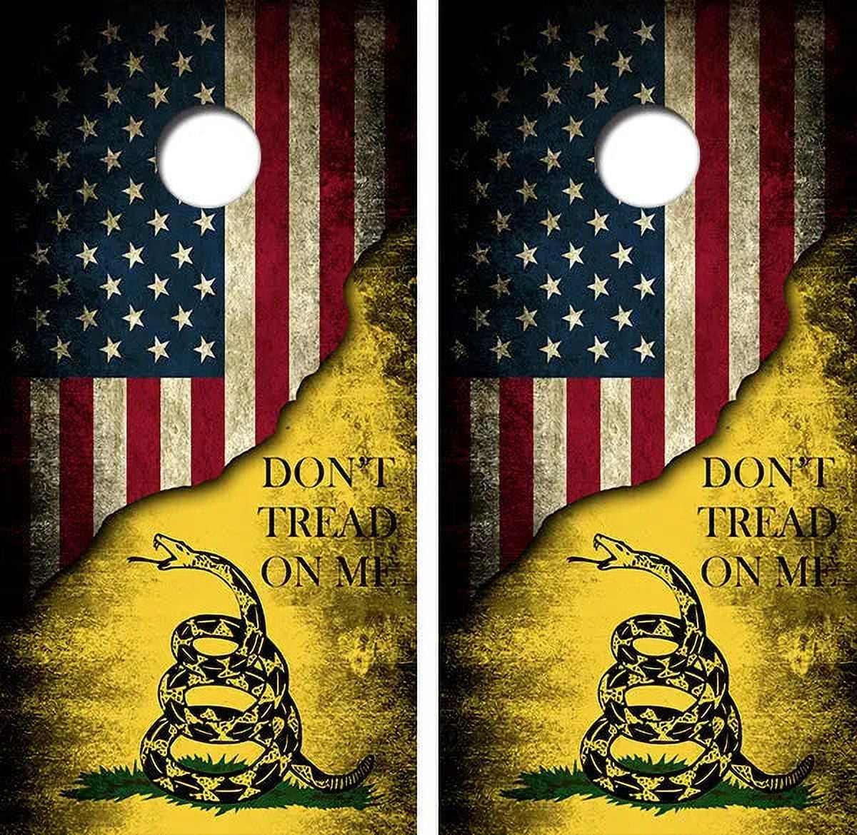 KT Cornhole Wraps Don't Tread on Me Flag Laminated Cornhole Wood Board ...