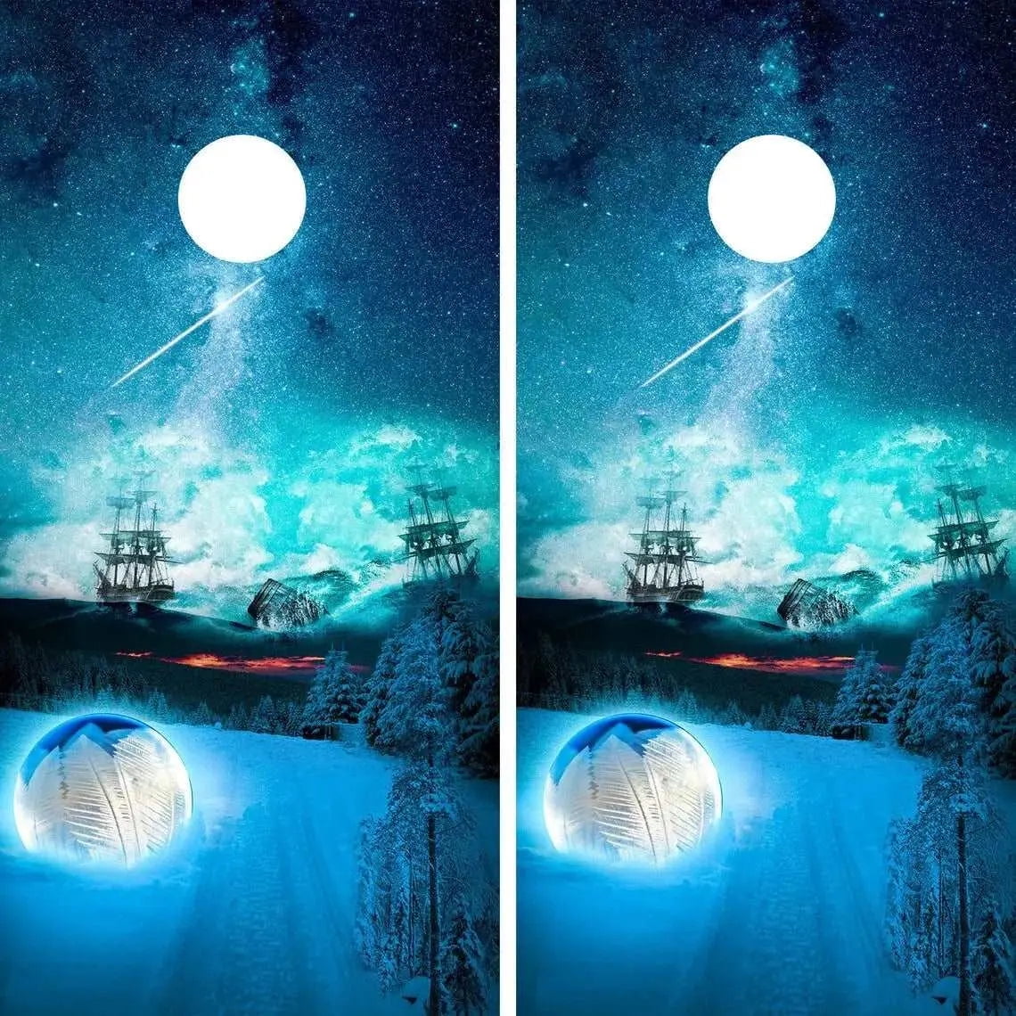 KT Cornhole Wraps Night Time Sea Merchants Cornhole Wood Board Skin ...