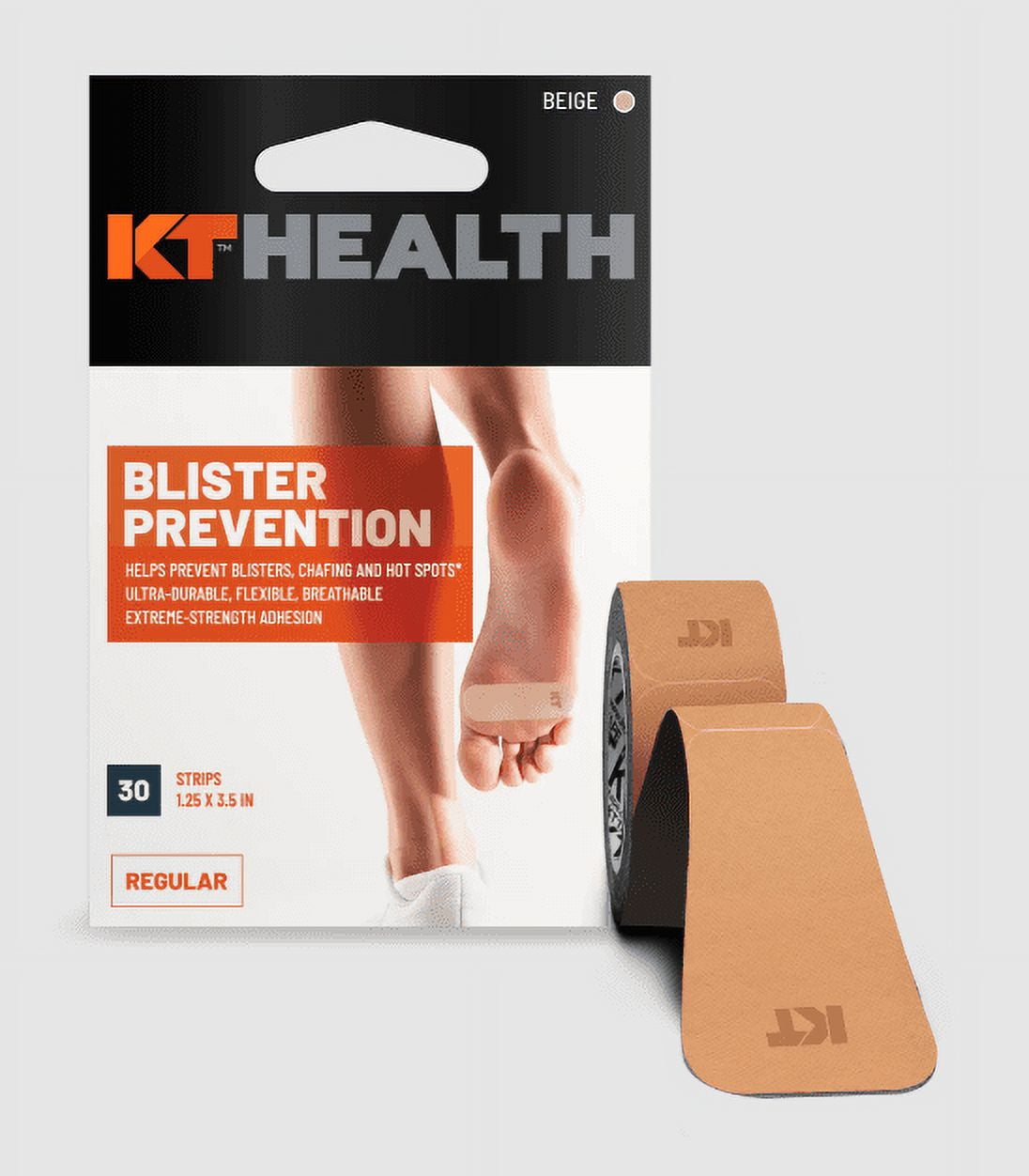 KT Health Blister Prevention Strips, Athletic Barrier Tape, Beige, 30 ...