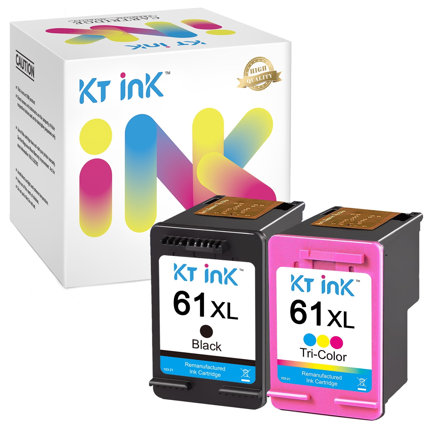 KT INK 61XL BLACK/COLOR for HP Officejet 4630/4635, Envy 4500/4502/5530 ...