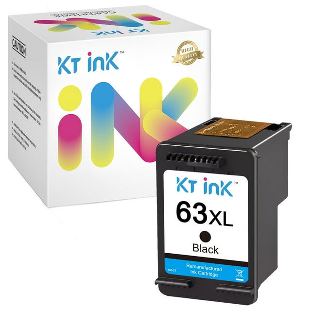 KT INK 63 XL Black Cartridges for HP 63 63XL, Compatible with OfficeJet ...