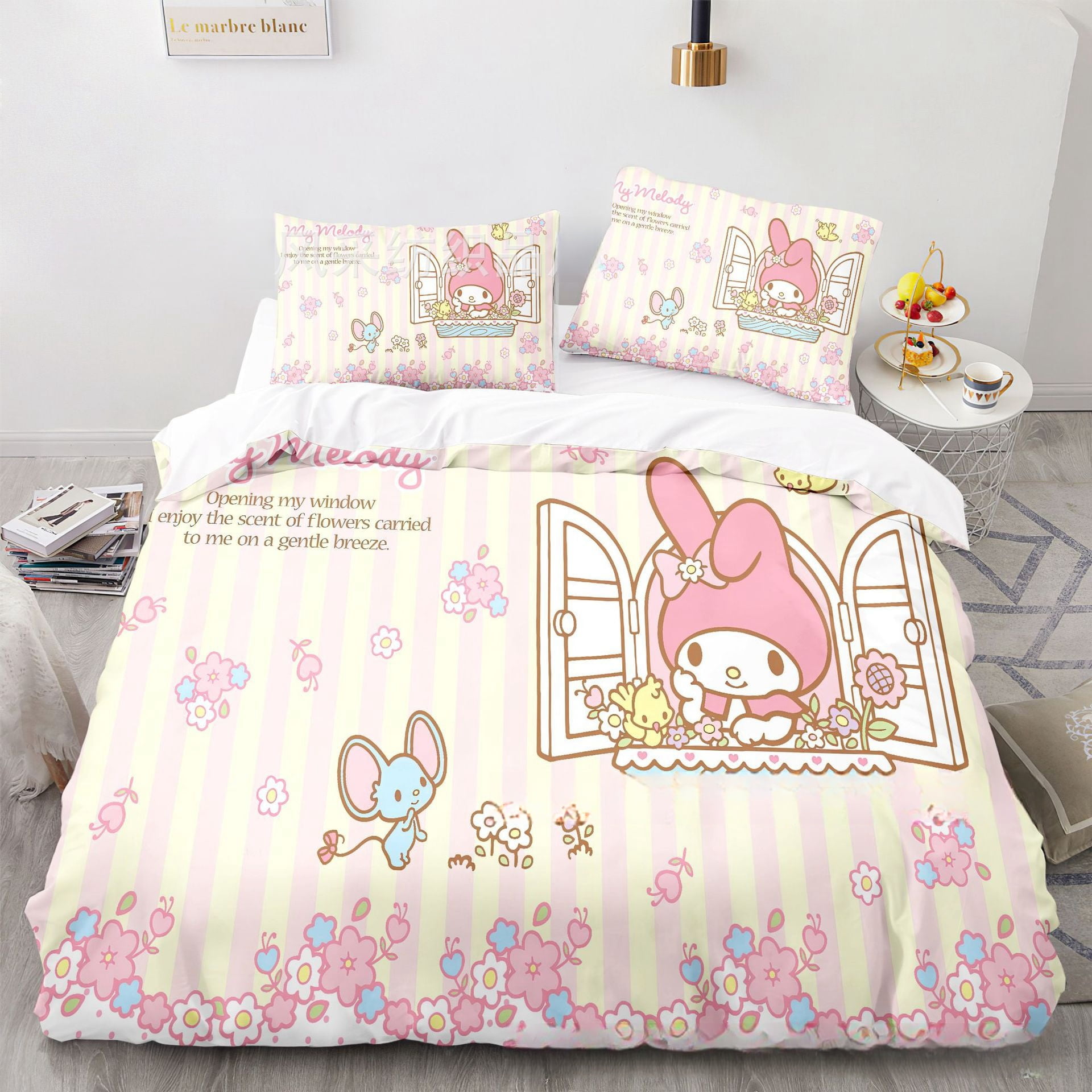 KT Kuromi Cinnamoroll Melody quvet cover pillowcase 3pcs set (quvet ...