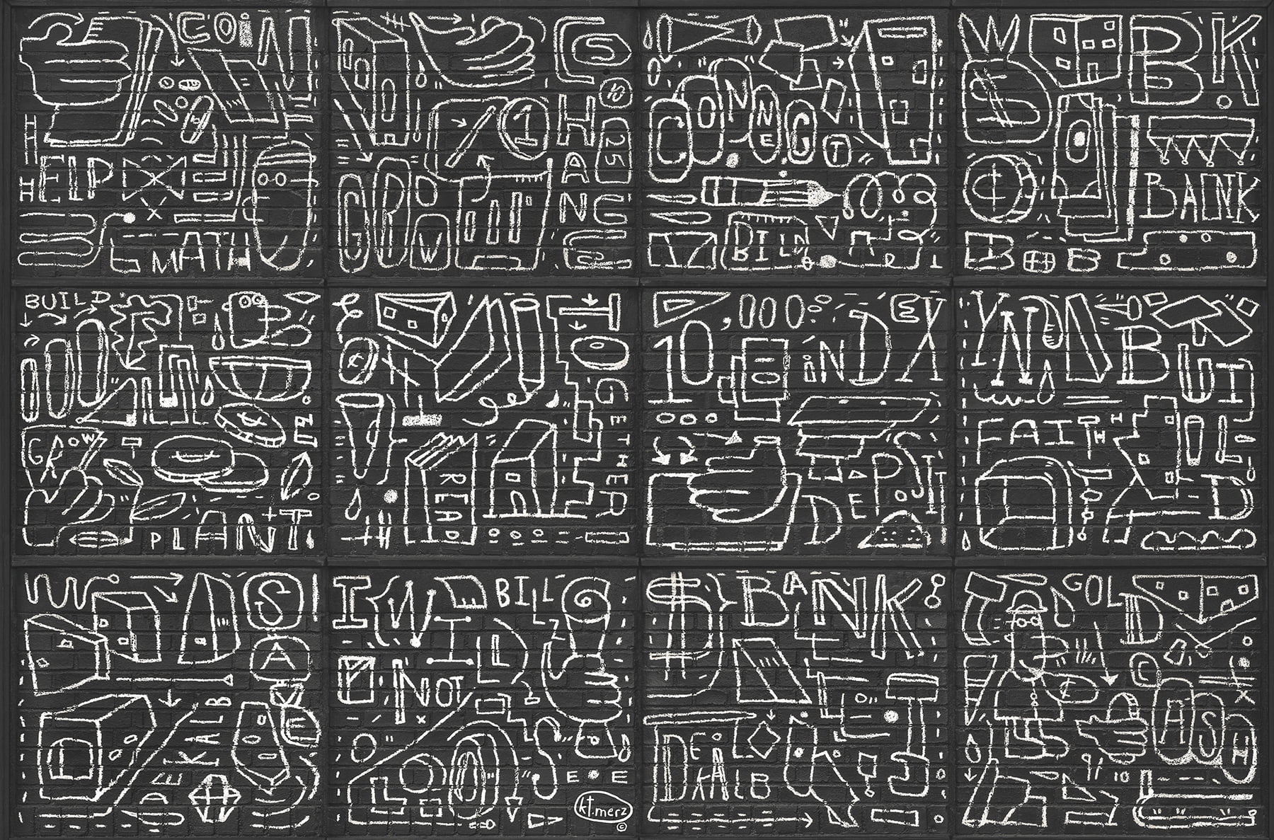 KT Merz BKYLN Bank Multi-Panels Black Wall Mural - Walmart.com