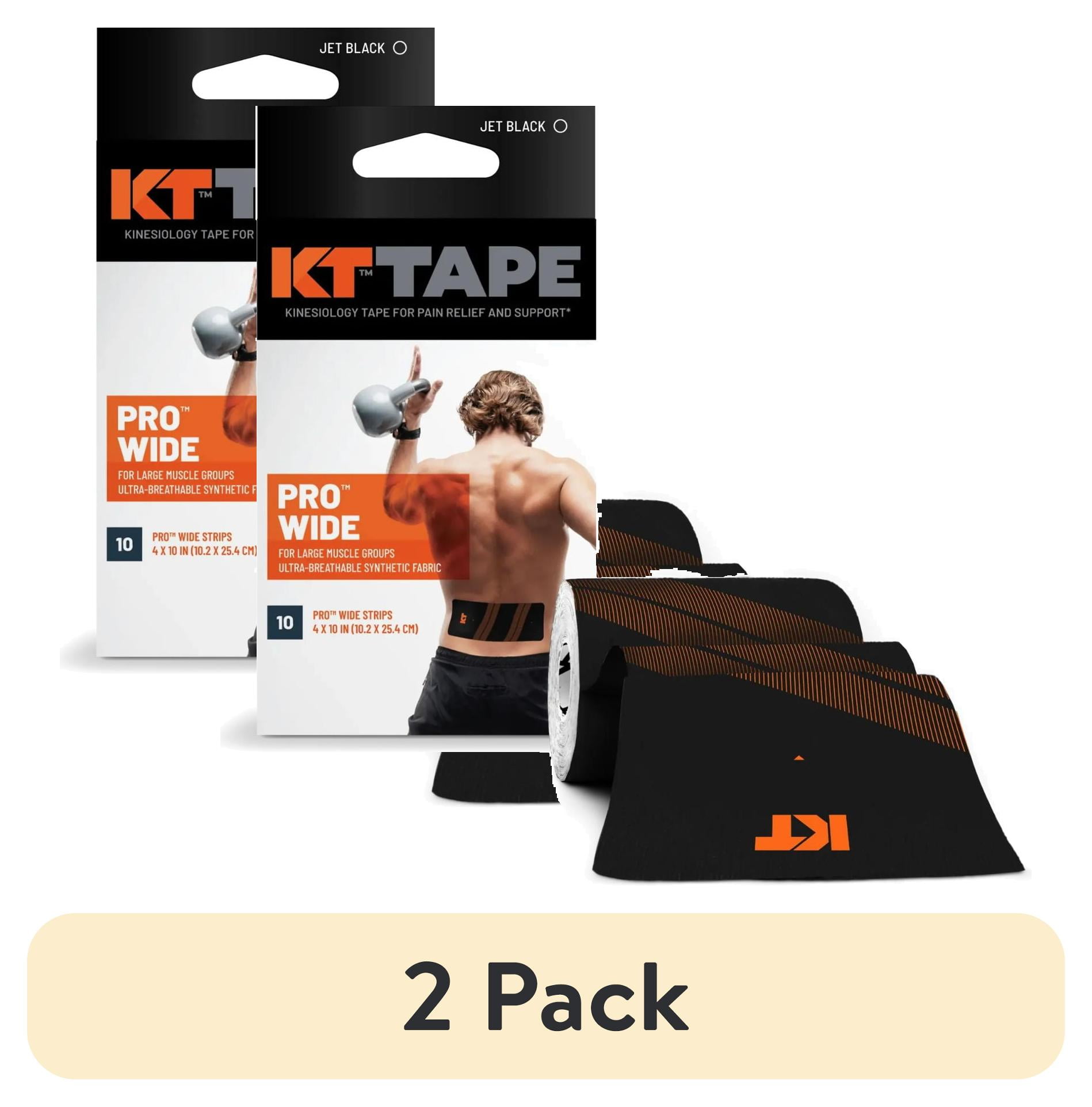(2 pack) KT TAPE Pro Wide Kinesiology Tape for Lower Back and Large Muscle Groups, Black, 10 ...