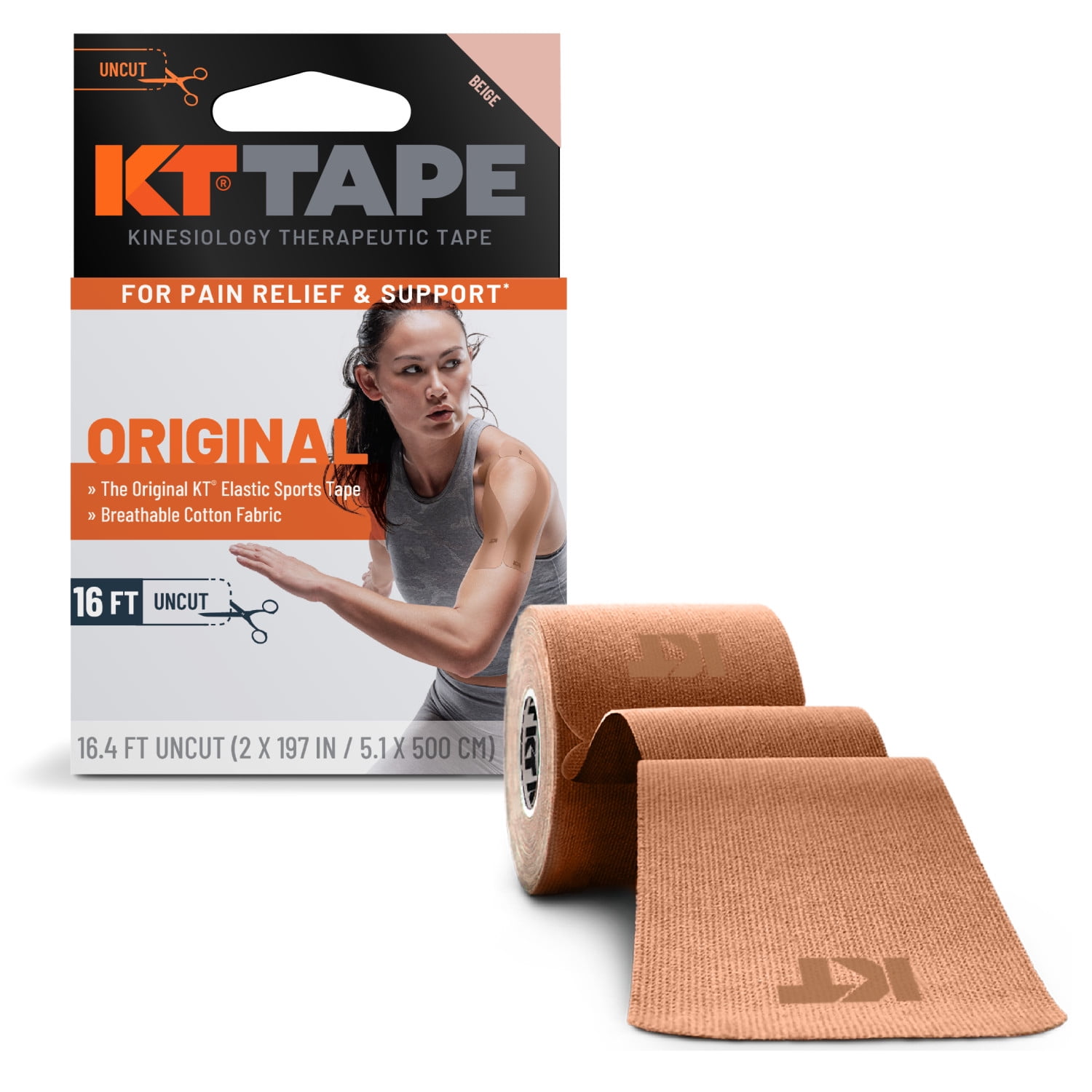 KT Tape Original Cotton Kinesiology Tape, Beige, 20 Precut Strips HSA/FSA Eligible - Walmart.com