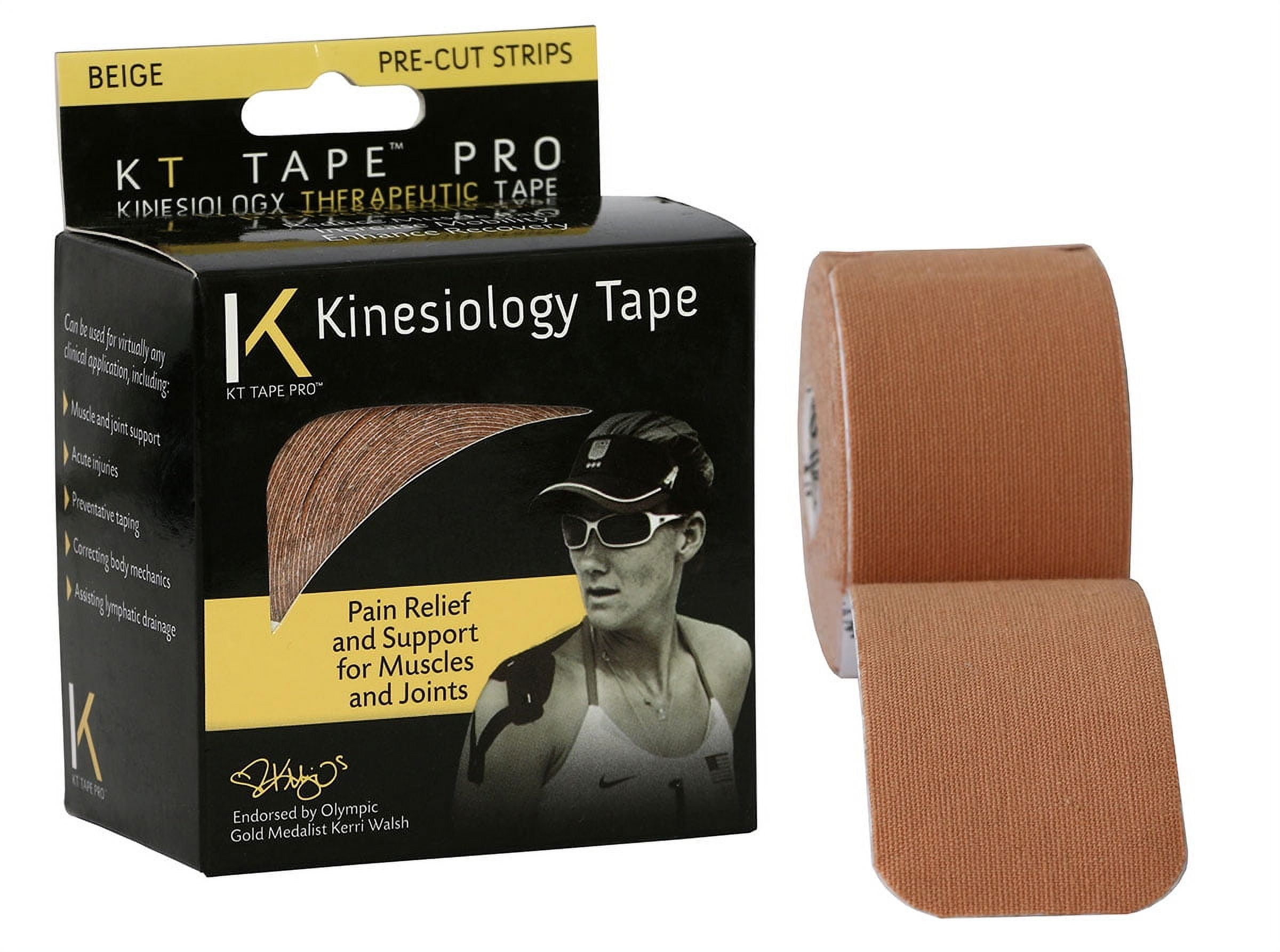 KT tape pro, 2"x20\' beige pre-cut HSA/FSA Eligible - Walmart.com
