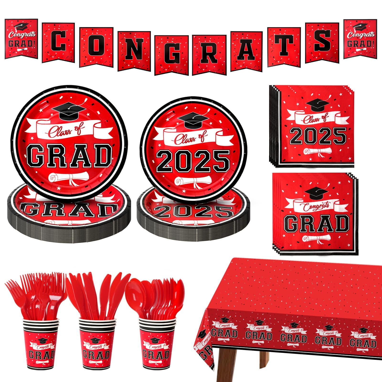 KTCNMER Graduation Party Supplies 2025 Graduation Party Dinnerware Set ...