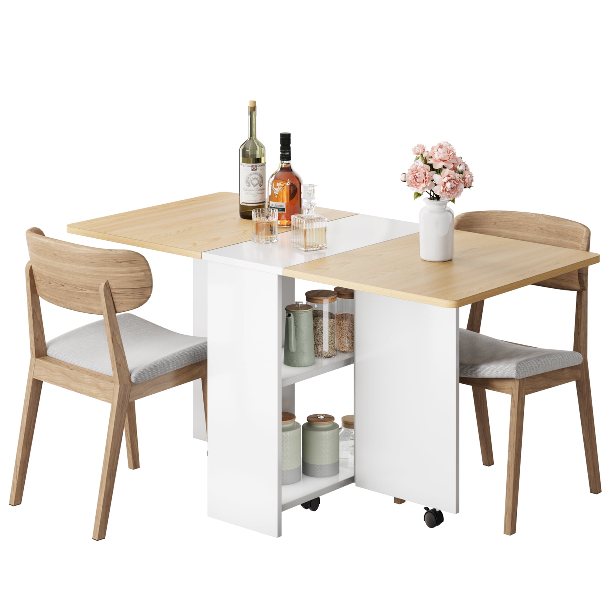 KTENME Folding Dining Table, Drop Leaf Table for Small Spaces ...