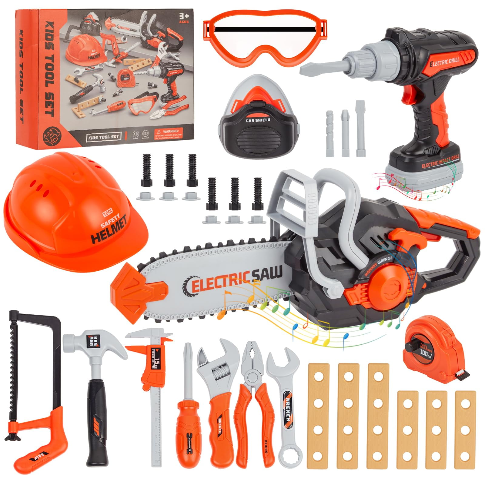 KTENME Kids Tool Set, 35PCS Toy Tools with Toy Chainsaw, Toy Drill ...