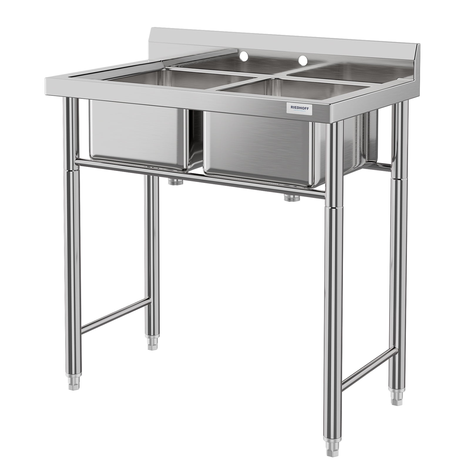 KTENME Stainless Steel Utility Sink with Drainboard,[Wide Compartment ...