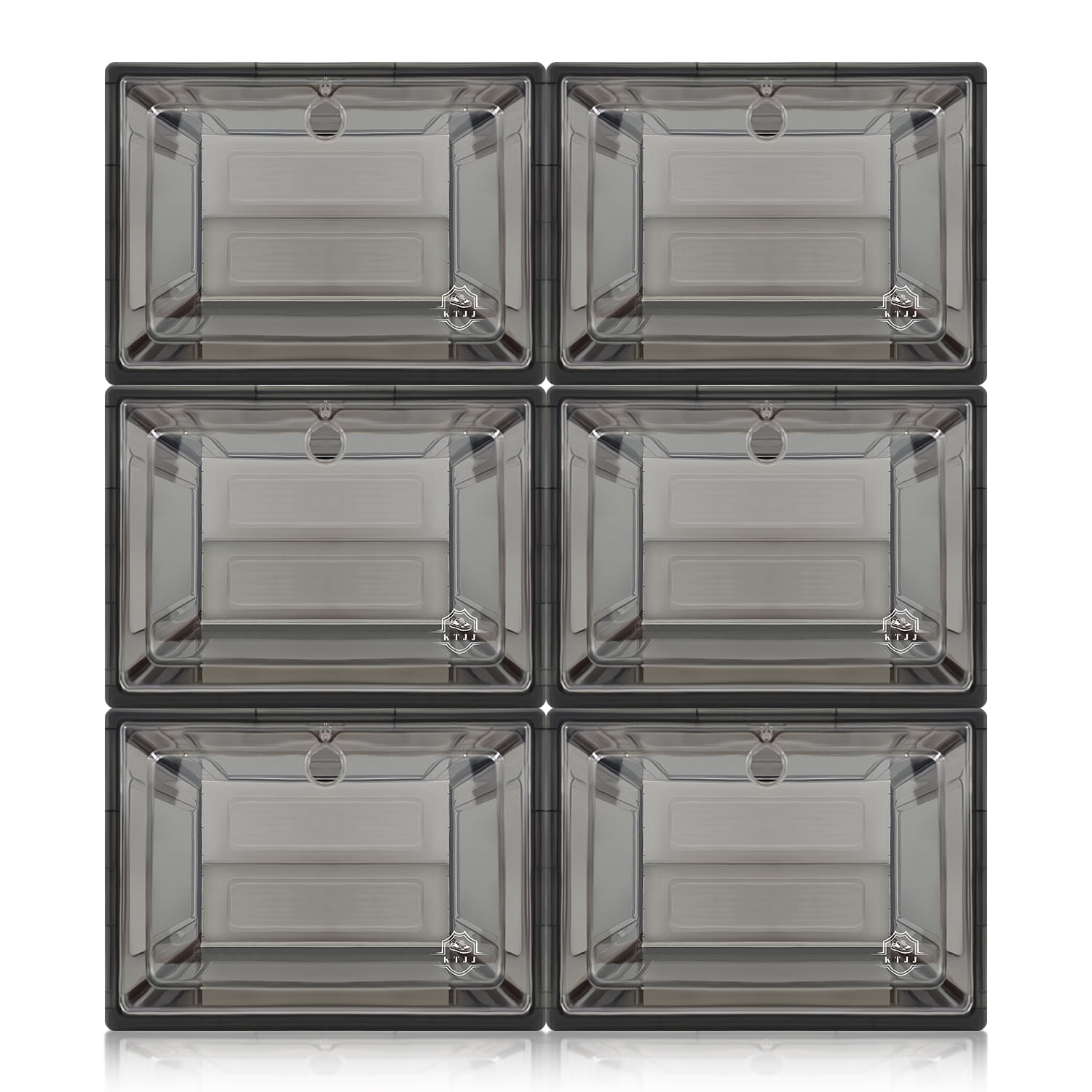 KTJJ 6-Compartment Front Load Shoe Box Organizer with Magnetic Door ...