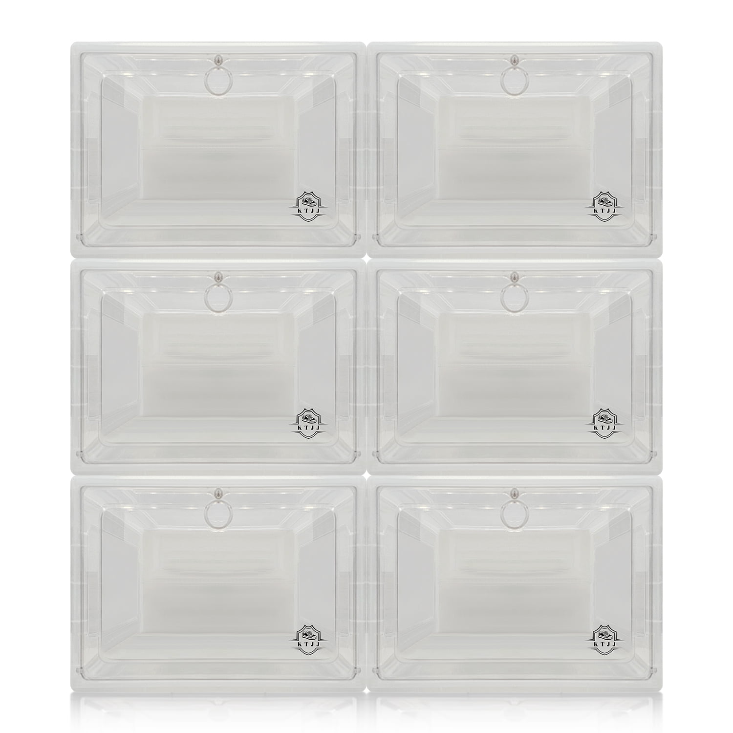 KTJJ Plastic Shoe Box Closet Organizer with Magnetic Door, 6 Pack ...