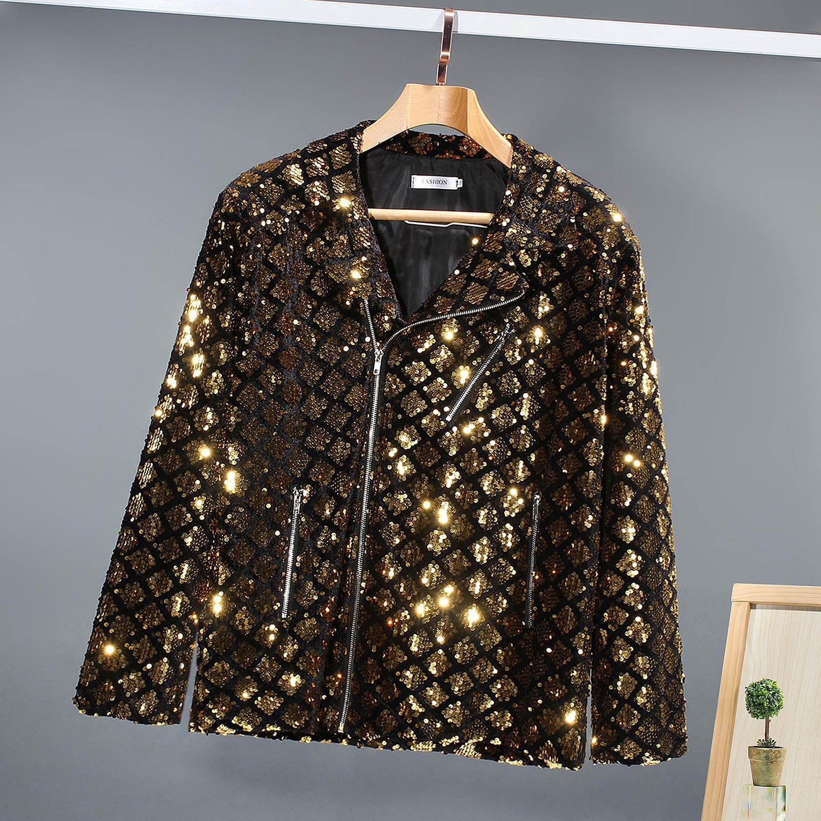 KTJTDRVH Men's Lightweight Work Jacket Glitter Change Color Flash Bar ...