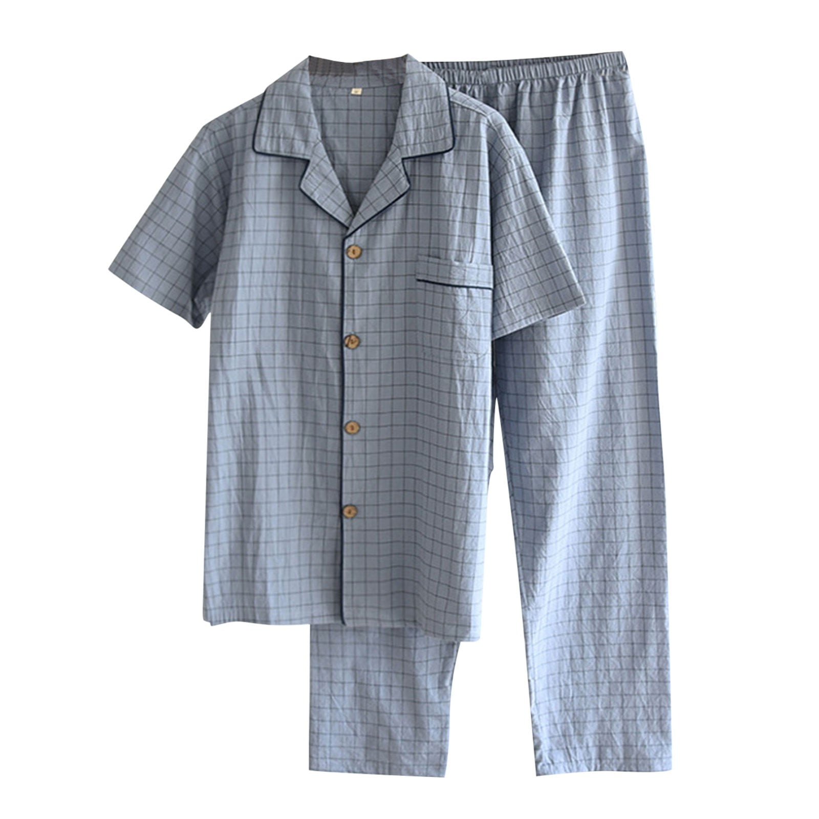 KTJTDRVH Summer Pajama Set Men'S Pajamas Summer Thin Washed Cotton ...