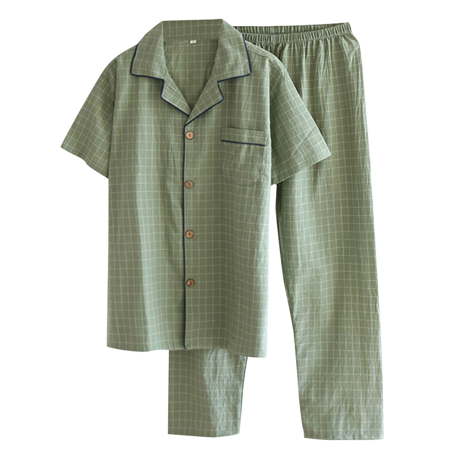 KTJTDRVH Summer Pajama Set Men'S Pajamas Summer Thin Washed Cotton ...