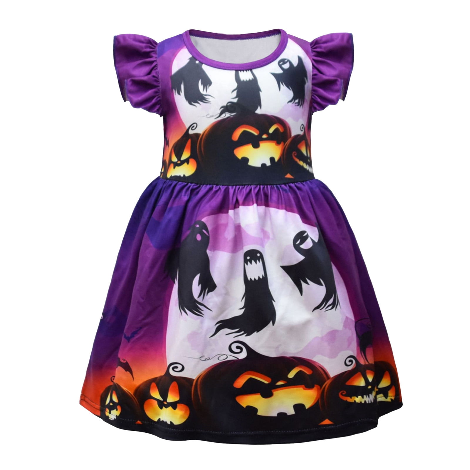 KTMKH Baby Girl Outfits Toddler Kids Girls Fly Sleeves Cartoon Pumpkins ...