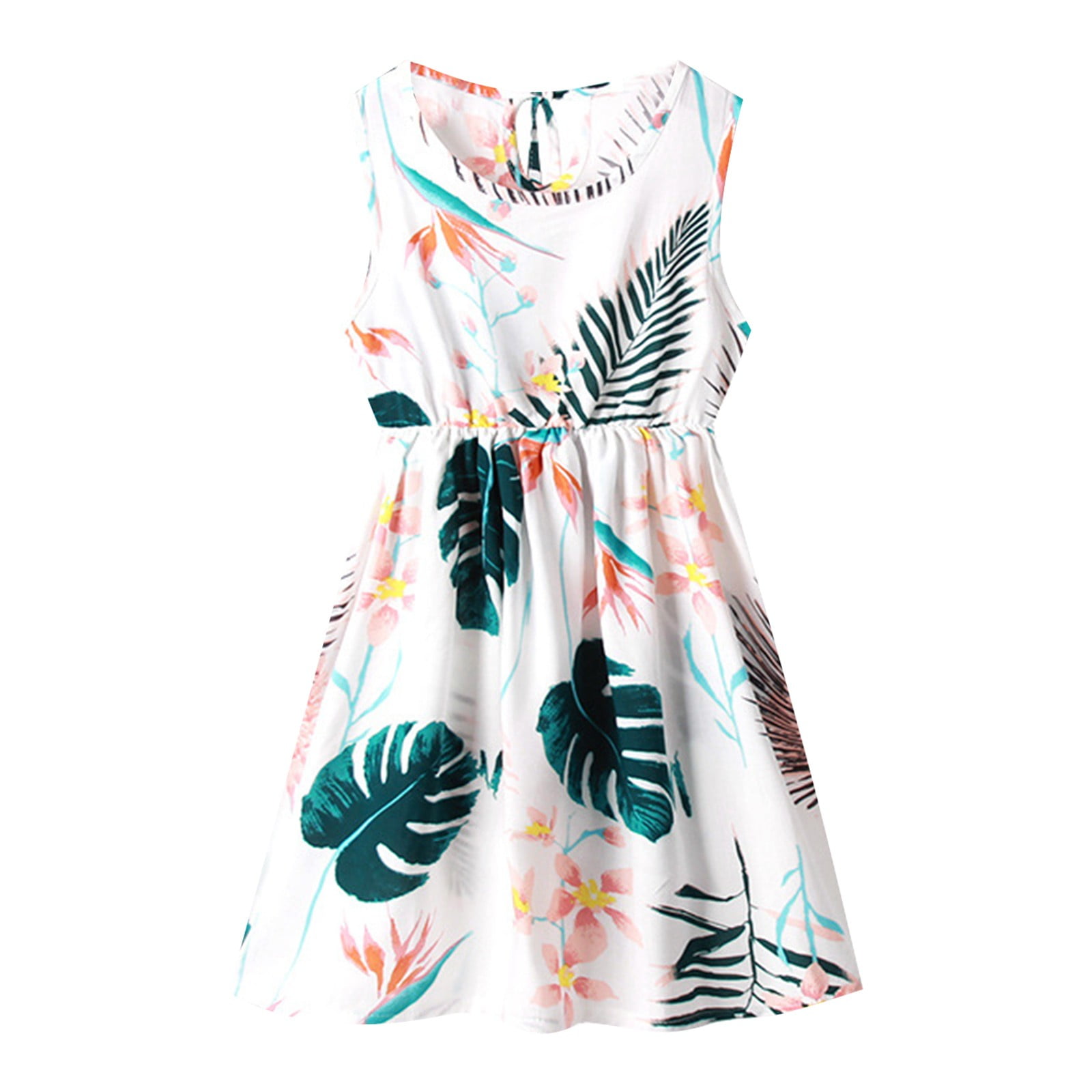 KTMKH Girls Floral Dress Girls Summer Fruit And Print Sleeveless Casual ...