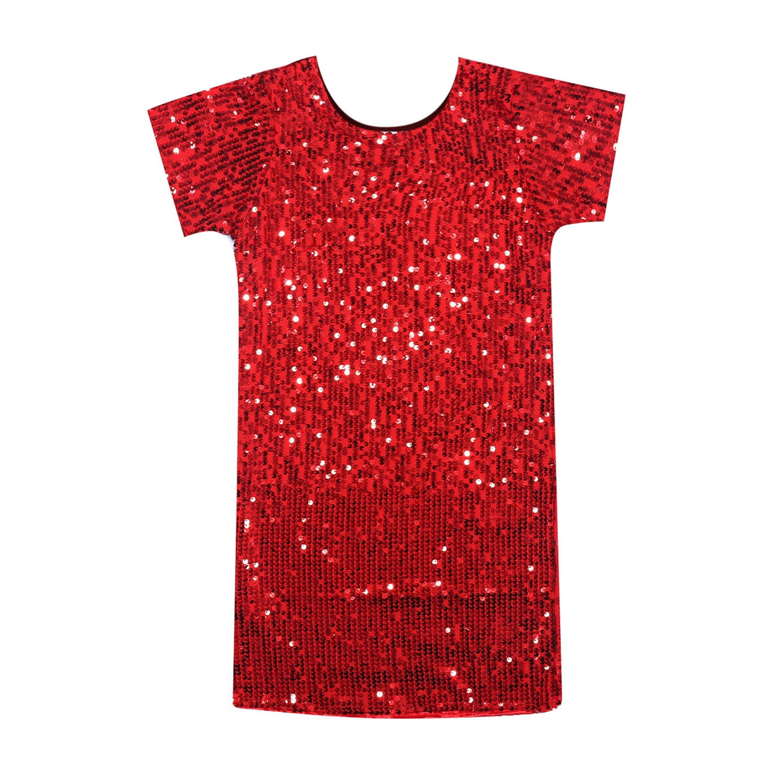 Ktmkh Girls Short Sleeve Dress Casual Girls Sequin Sparkly Glitter