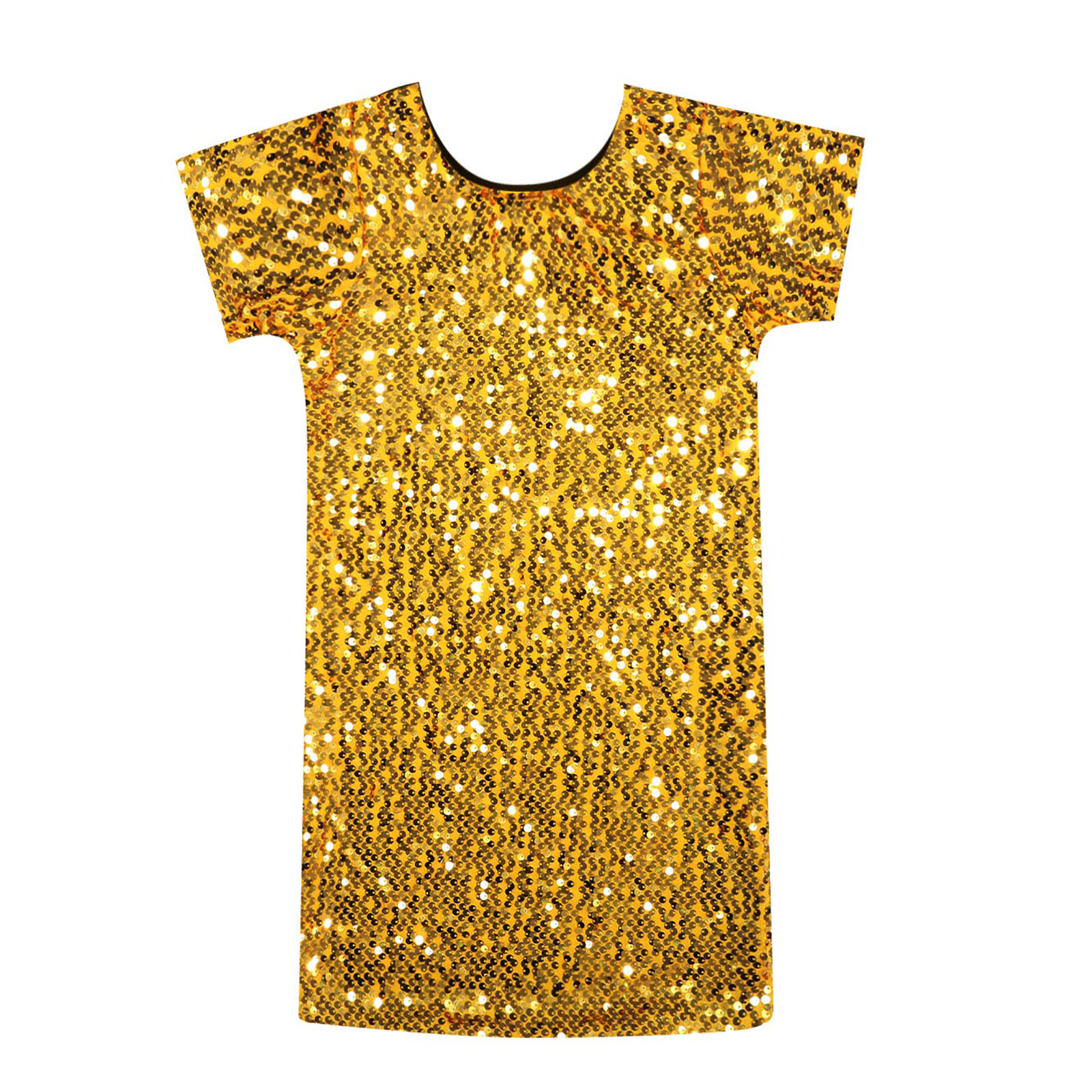 KTMKH Girls Short Sleeve Dress Casual Girls Sequin Sparkly Glitter ...