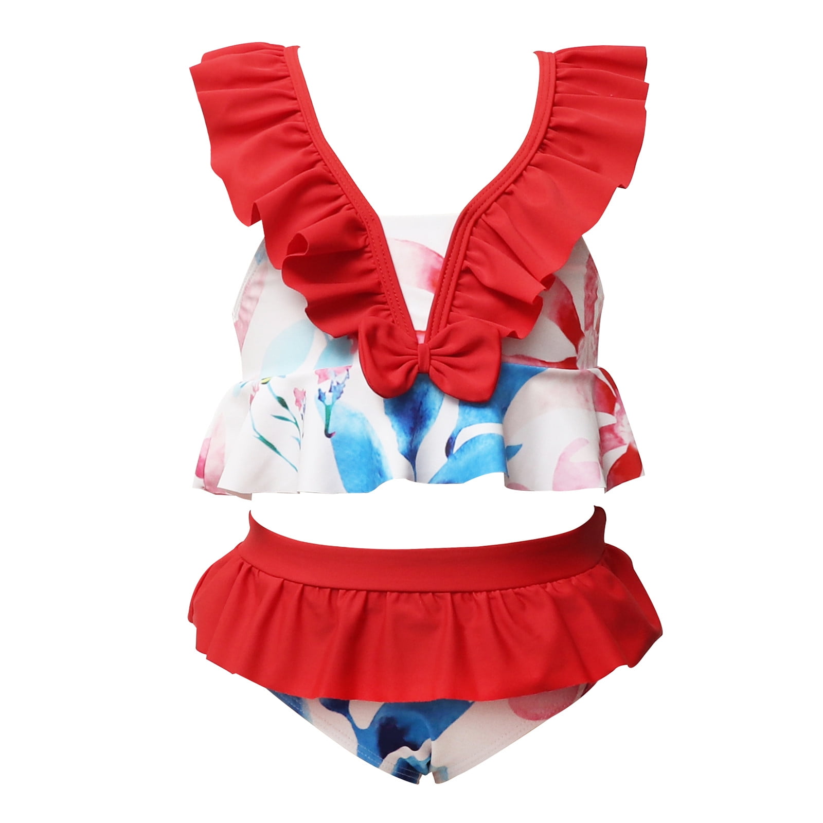 KTMKH Girls Tankini Swimsuits Toddler Baby Kids Little Ruffles Floral ...