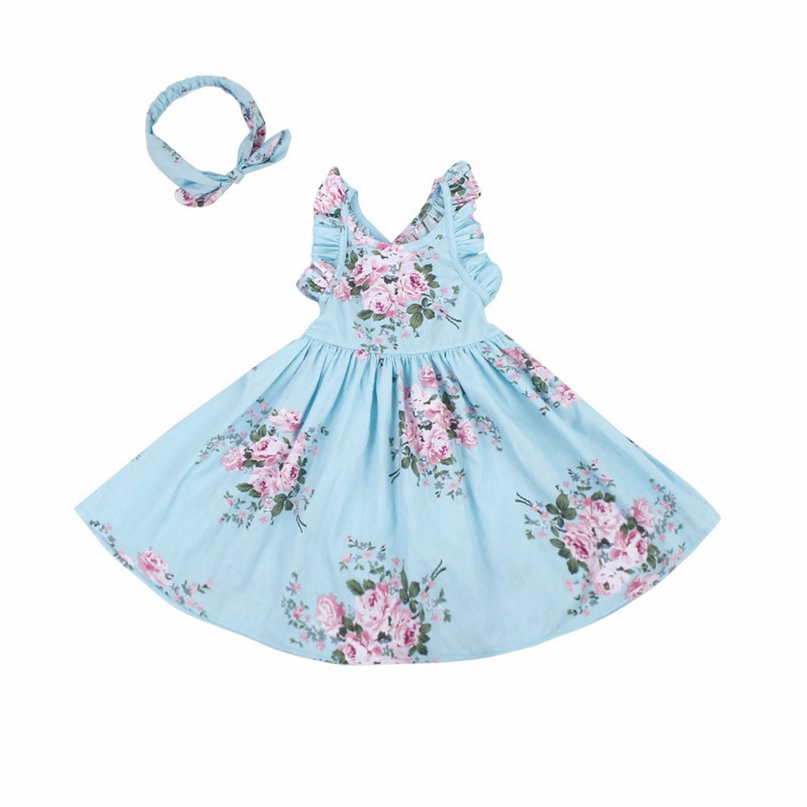 KTMKH Little Girls Dress Summer Cotton Printed Children's Sleeveless ...