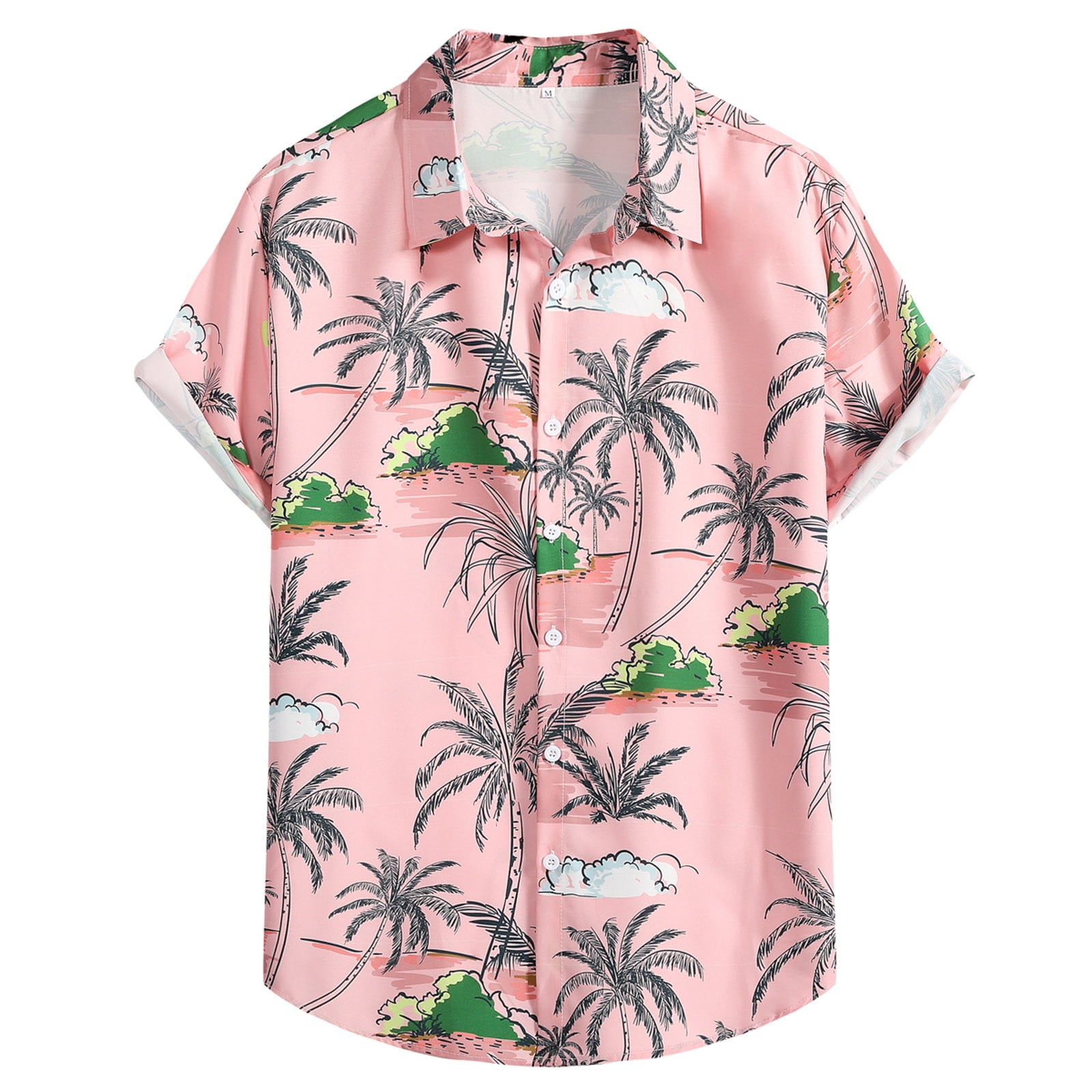 KTMKH Mens Summer Fashion Casual Hawaiian Print T Shirt Shirt Short ...