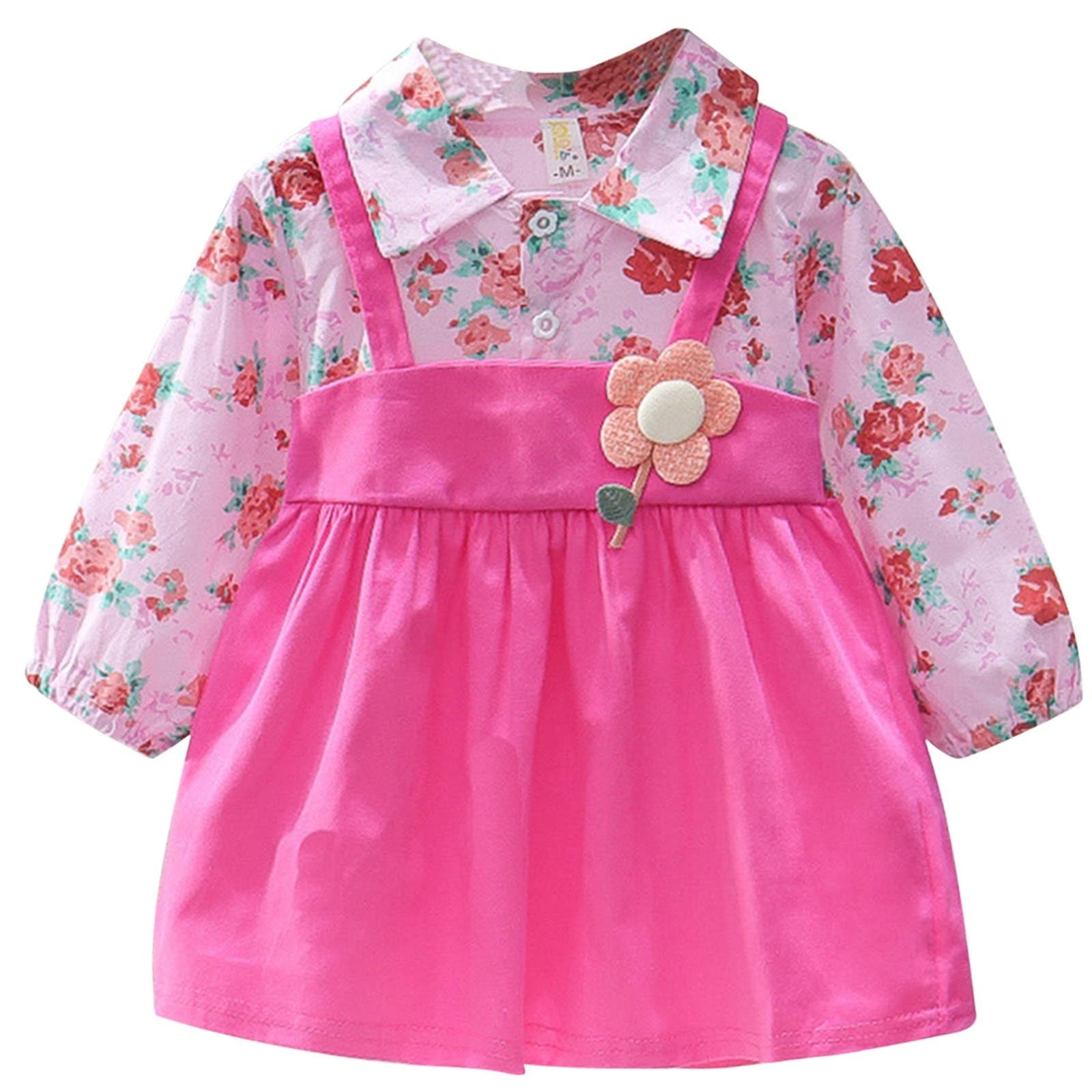 KTMKH Toddler Baby Dress Little Girls Long Sleeve A-Line Dress Girls ...