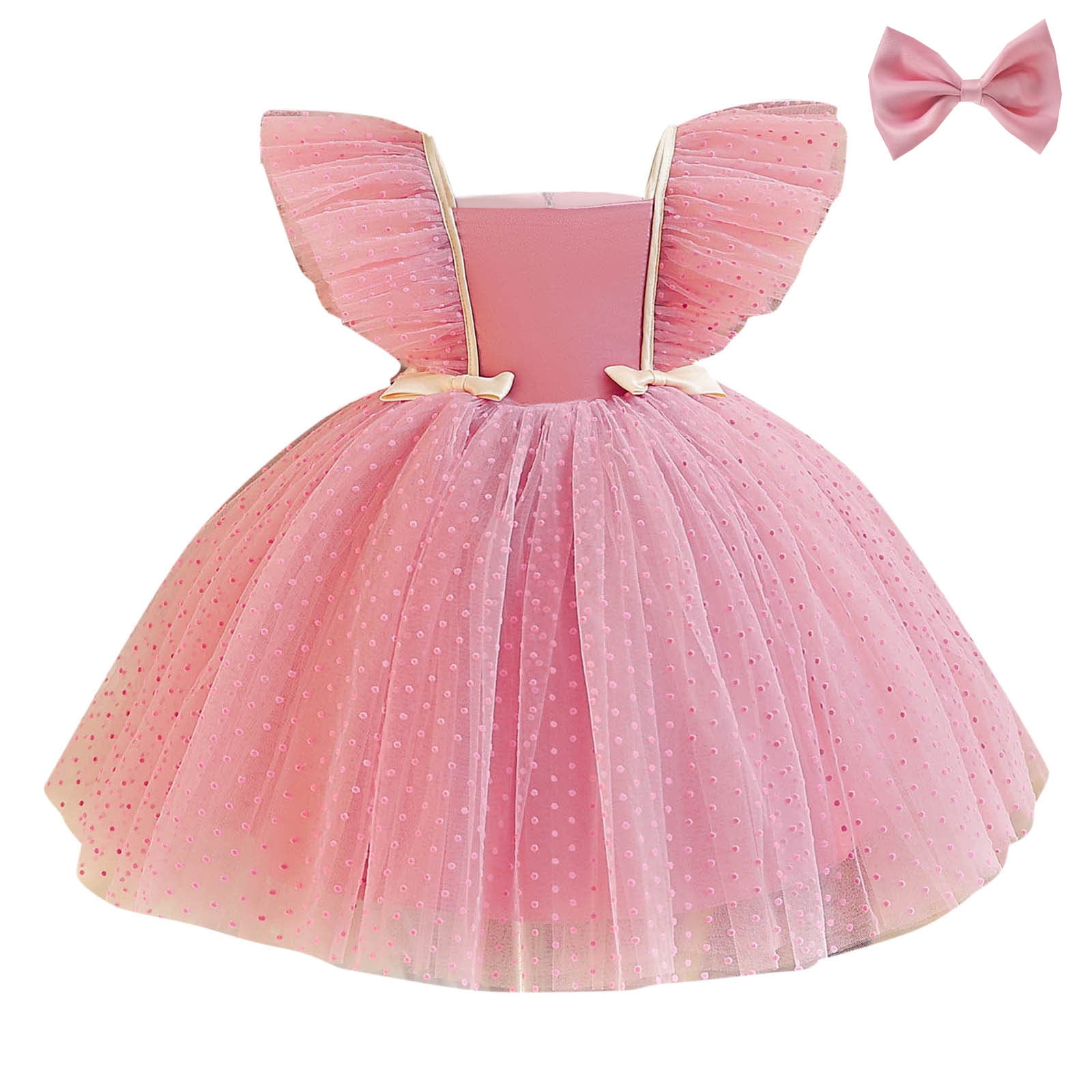 KTMKH Toddler Baby Girl Dress Girls Summer Flying Sleeve Polka Dot ...