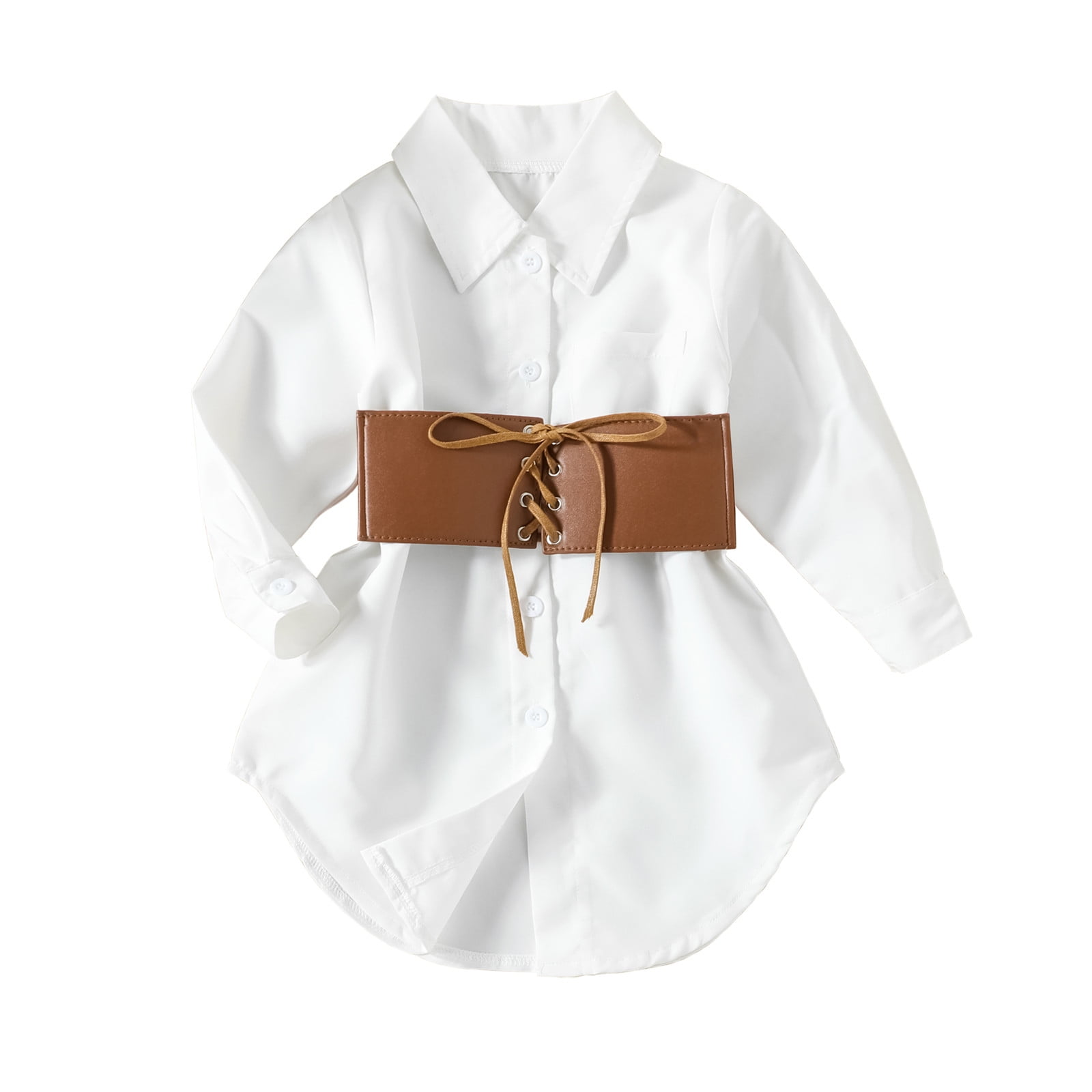 KTMKH Toddler Baby Girl Dress Outfit Kids Girls Long Sleeve Button Down ...