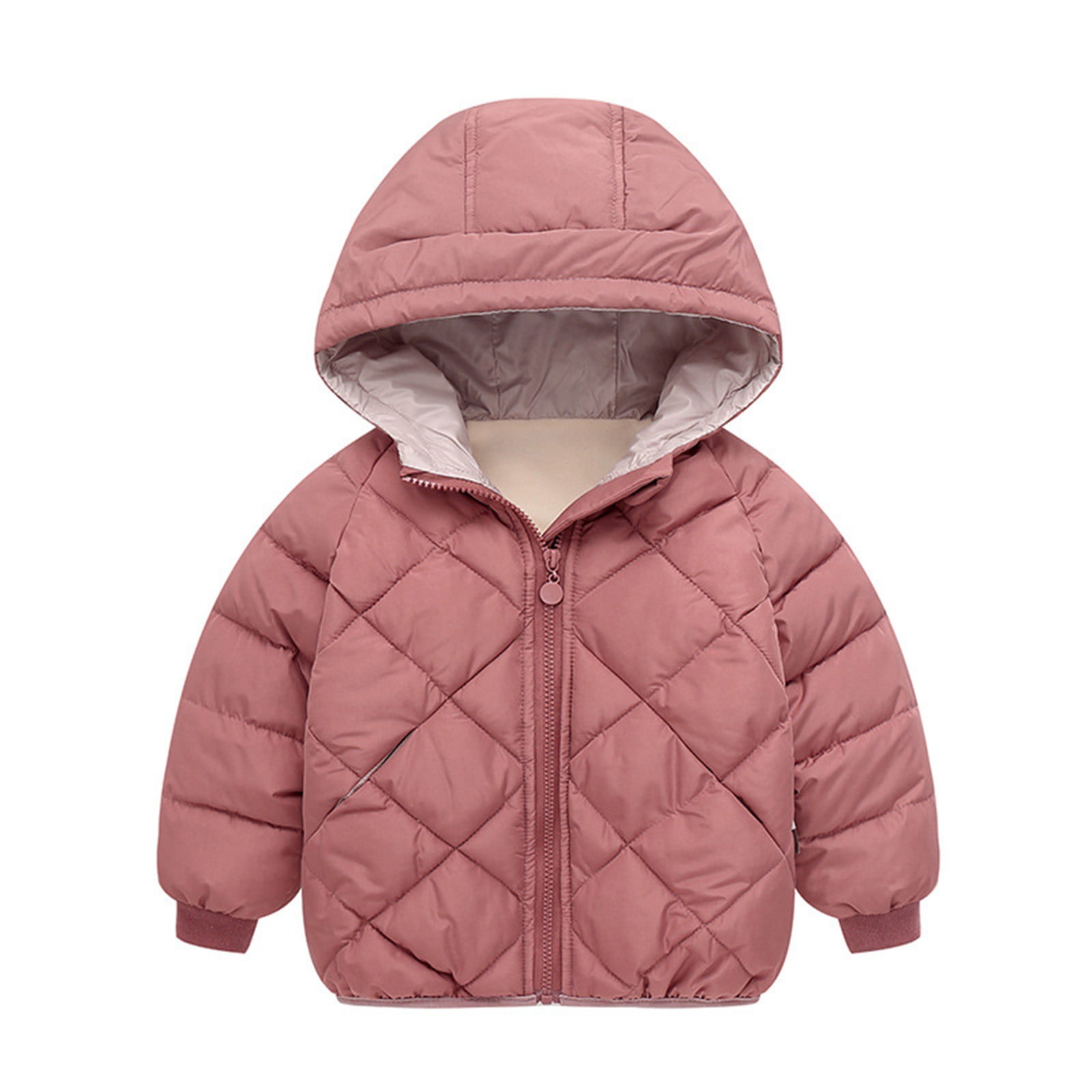 KTMKH Toddler Kids Baby Boys Girls Winter Warm Solid Coats Ears Hooded Padded Jacket Outwear For ...