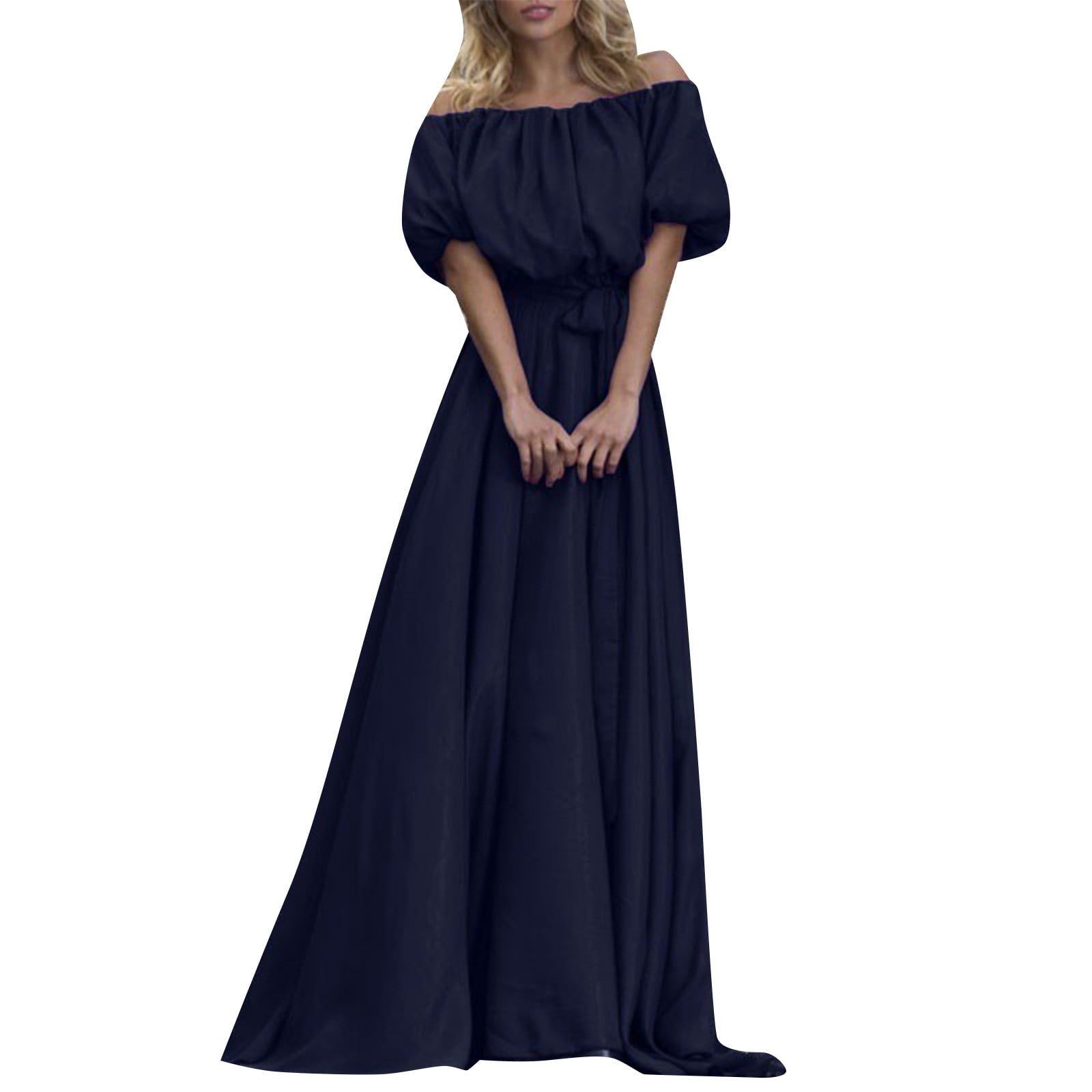 Ktmkh Womens Summer 2024 Maxi Dress Strapless Frill Ruffle Formal