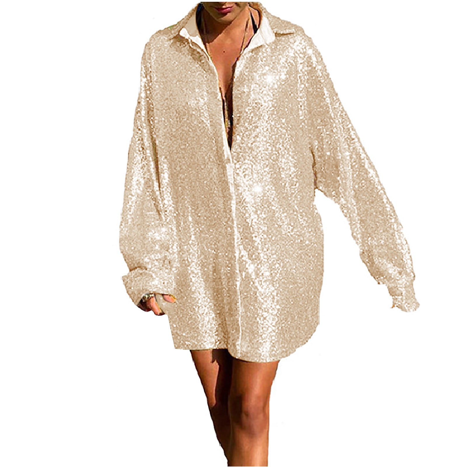 KTMKH Womens Oversized T Shirts Loose Fit Sexy V Neck Loose Sequin ...