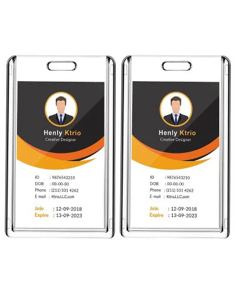 KTRIO 2 Pack Heavy .. Duty Badge Holder, Clear .. Acrylic ID Card ...