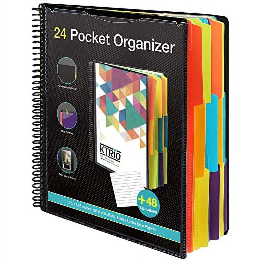 KTRIO 24 Pocket Poly Project Organizer, Binder Organizer Spiral Project ...