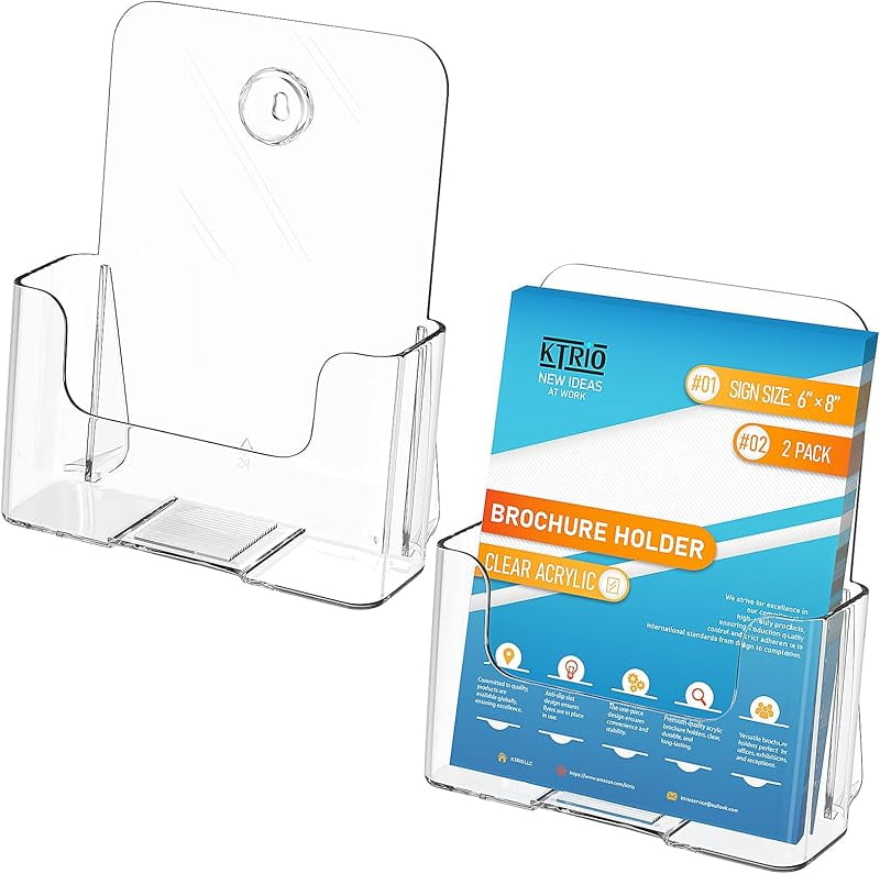 KTRIO Acrylic Brochure Holder 8.5 x 11 Clear Flyer Display Stand ...