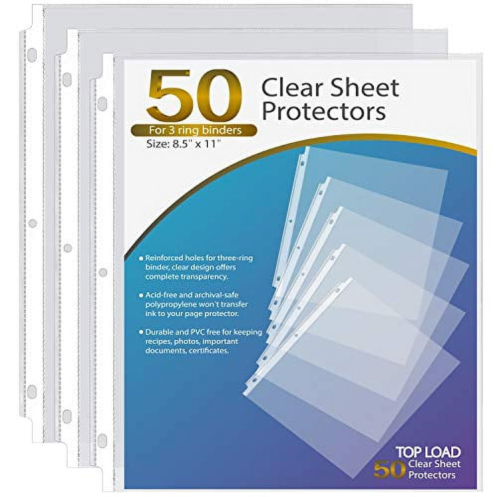 KTRIO 8.5x11 inch Sheet Protectors for 3 Ring Binder, Top Loading, 50 ...