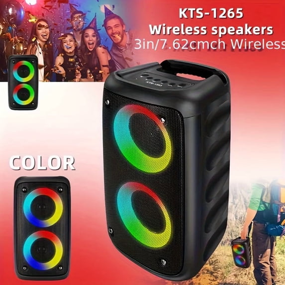 KTS-1265 Wireless Dual Bluetooth Speaker System with RGB Lights ...