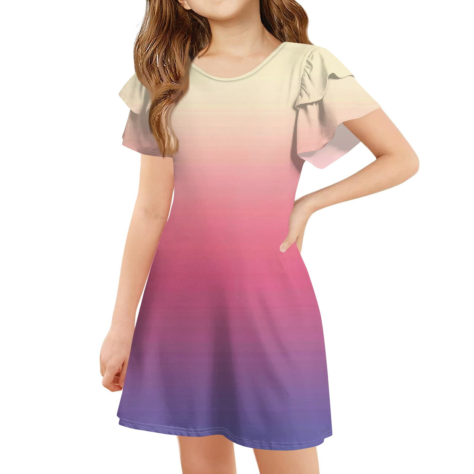KTYNE Teen Girls Kids Dresses Cute Midi Dress 2025 New Flowy Birthday ...