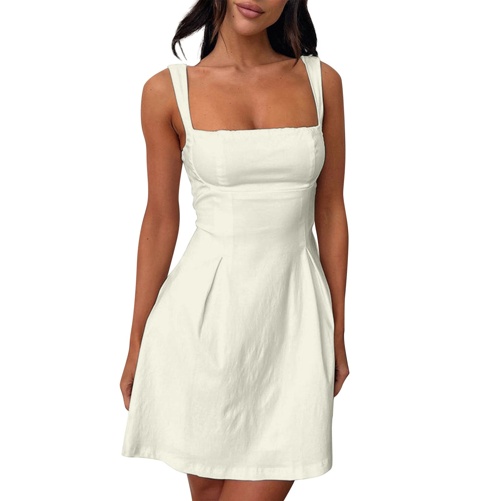 KTYNE Womens White Dress for Graduation Flowy Grad Dresses Fashion Midi ...