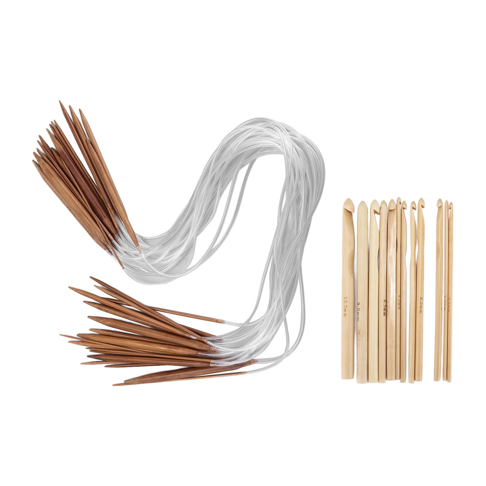 KUAA Crochet Hook Set 18 Pcs Bamboo Circular Knitting Needles 12 Sizes ...
