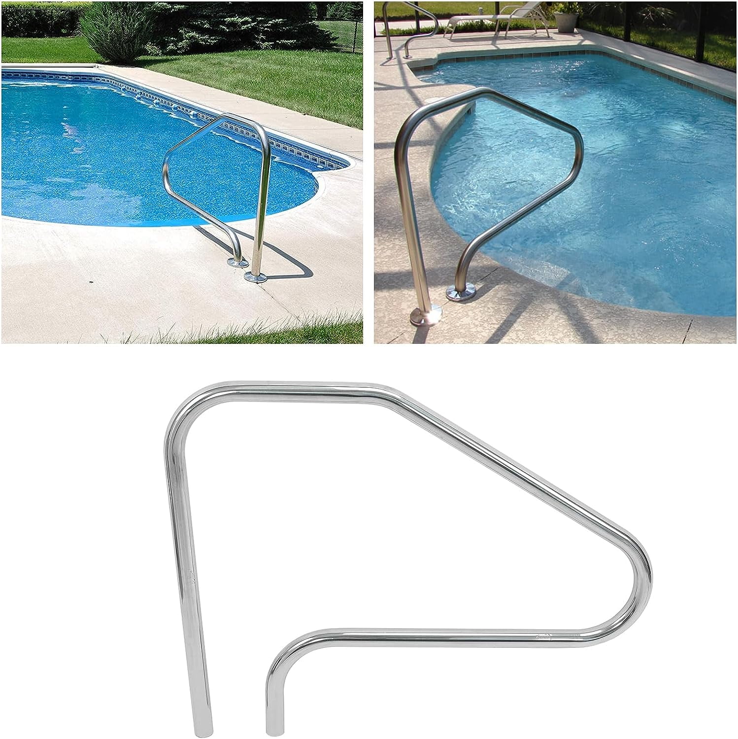 KUAFU 37" x 45.8" Pool Handrail Stainless Steel Swimming Pool Stair ...
