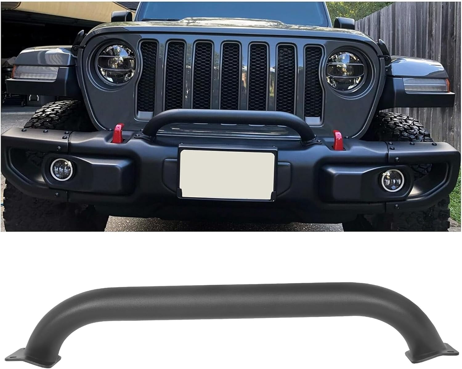KUAFU Grille Winch Brush Guard Compatible With 2018-2023 Jeep Wrangler ...